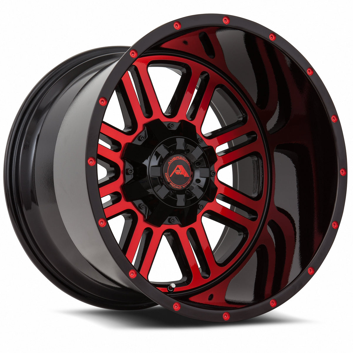 A106 Black Machined Red – American Off-Road Wheels