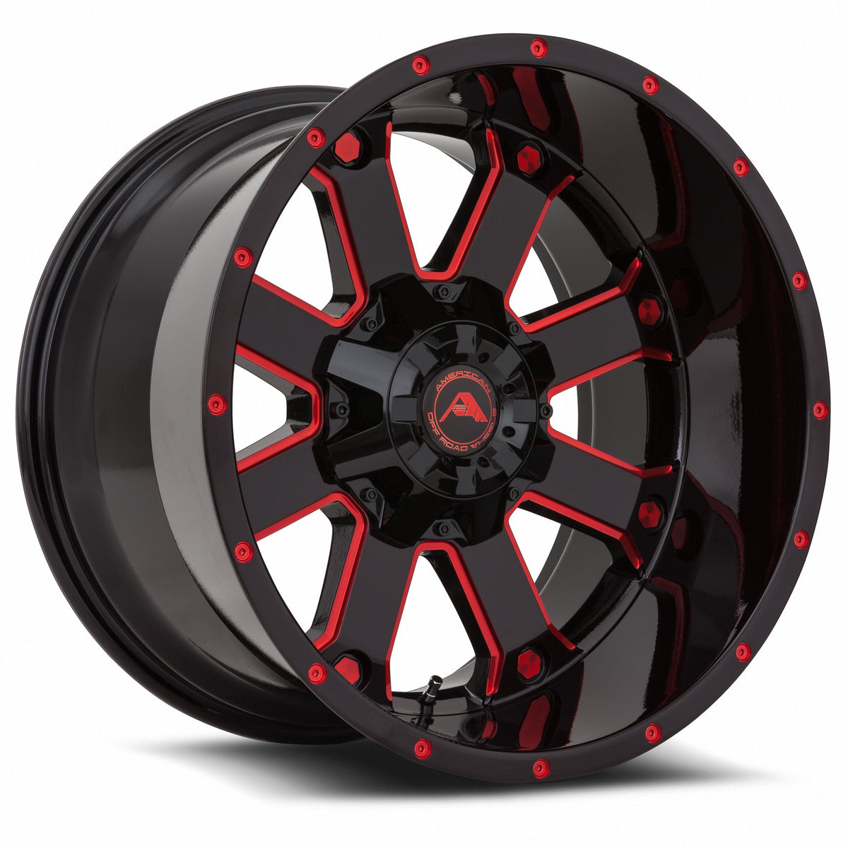 A108 Black Milled Red – American Off-Road Wheels