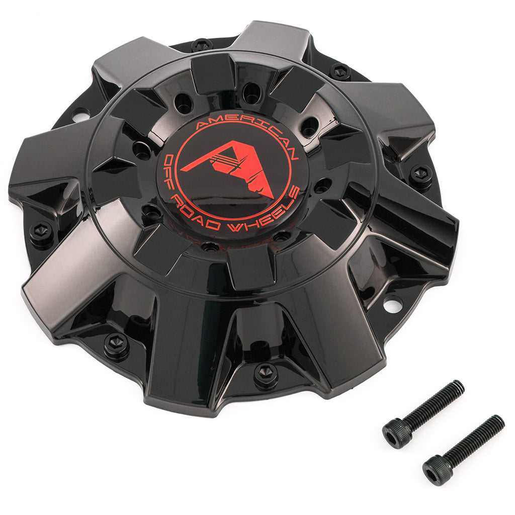 American Off-Road Black Center Cap Black Logo – American Off-Road Wheels