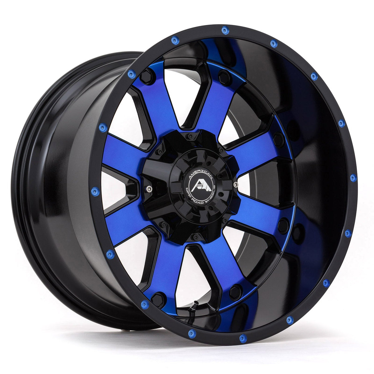 A108 Black Machined Blue – American Off-Road Wheels